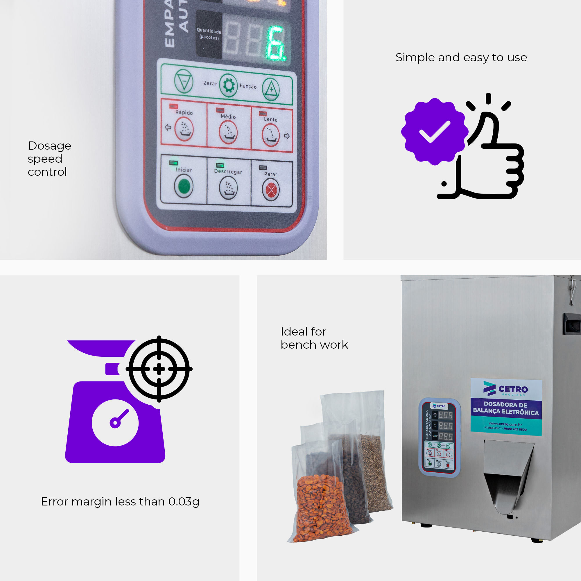 Cetro Semiautomatic Dosing Machine - Weigher 50-500 g - Table