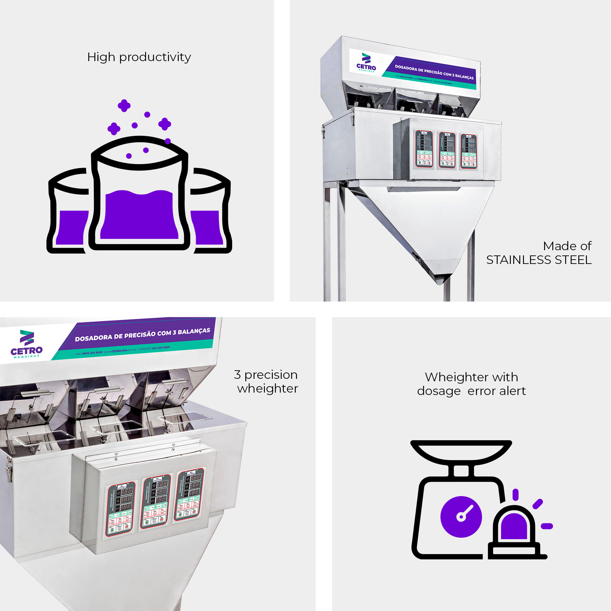 Cetro Semiautomatic Dosing Machine - 3 Weighers 10-3000 g