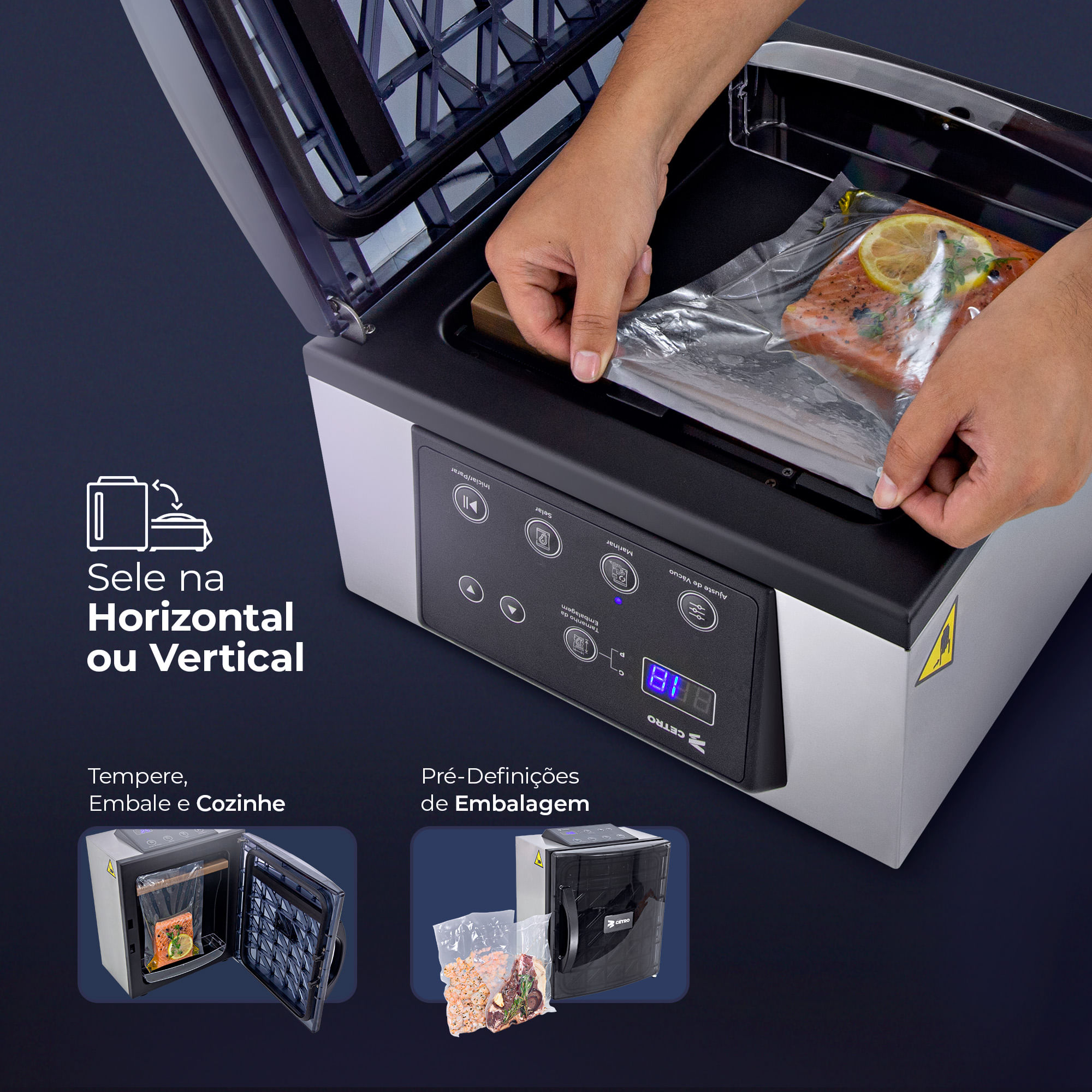 Seladora a Vácuo Suprême Vac Vertical e Horizontal CCVS S-250 V M - Cetro
