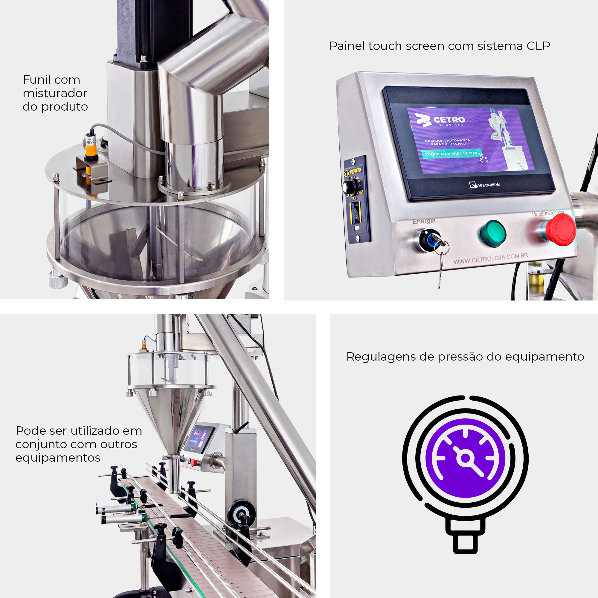 Dosadora Automática para Pós com Esteira e Abastecedor CADM VA-1000 ...