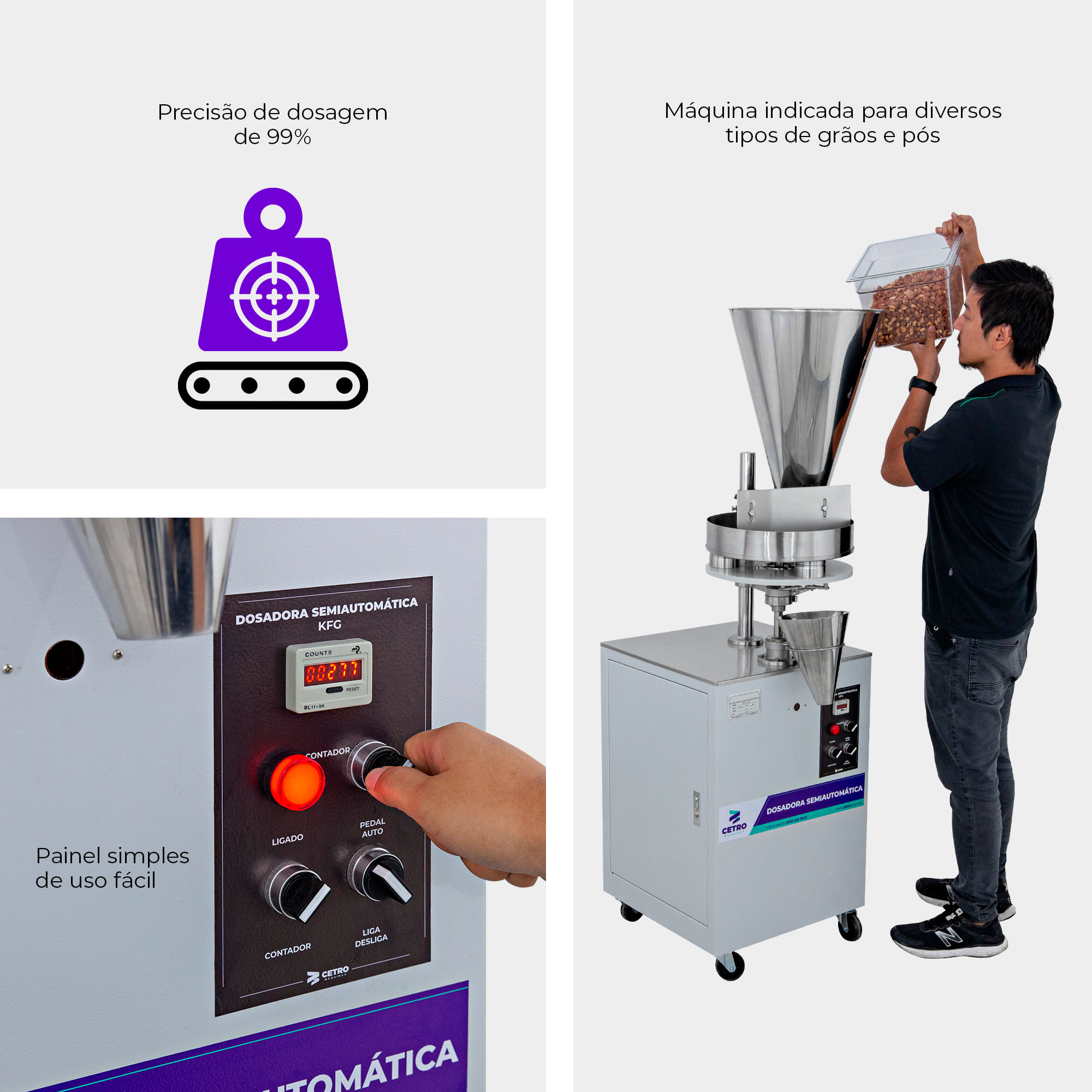 Dosadora Semiautomática para Enchimento de Grãos e Pós CSDM VC3-250 - Cetro