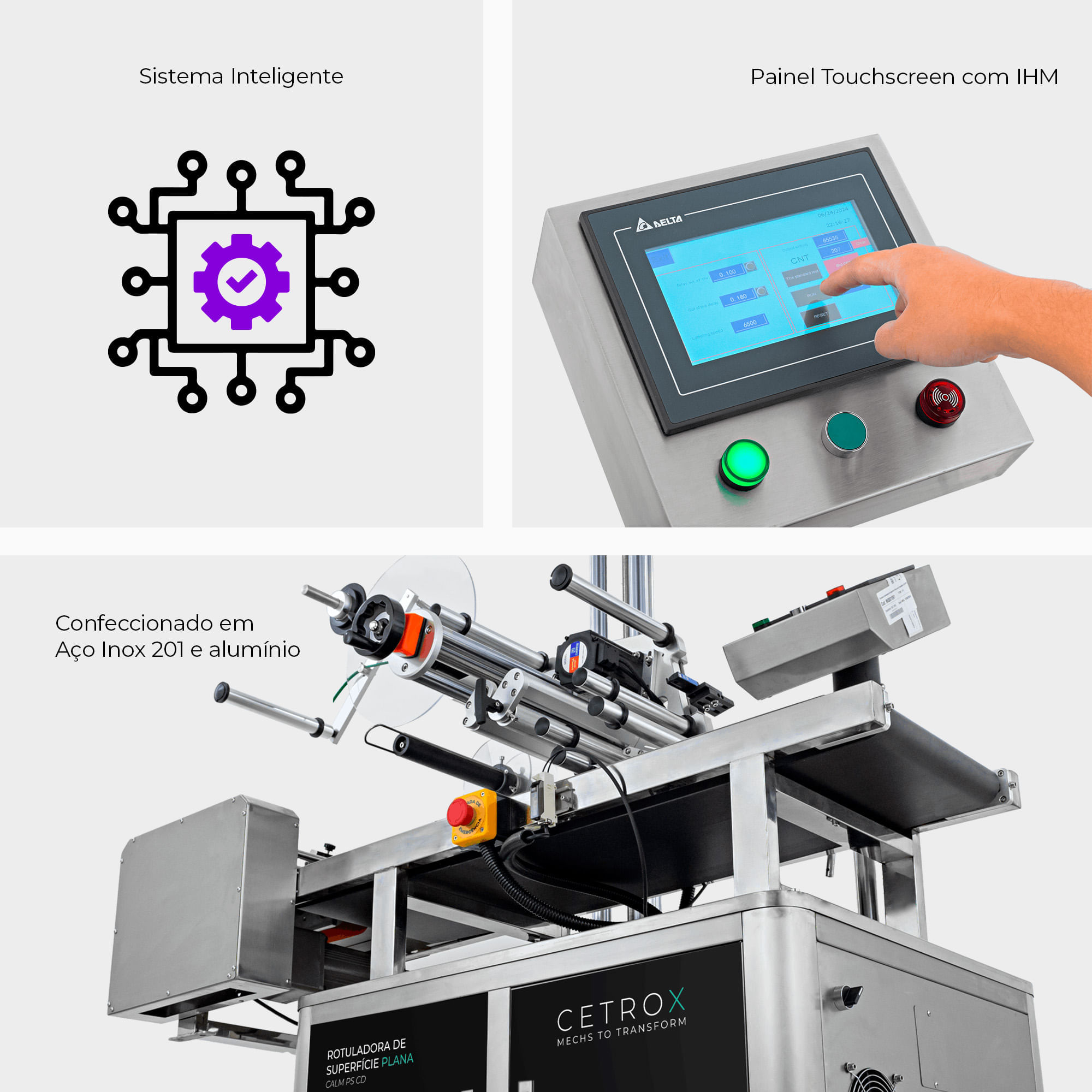 Rotuladora Automática de Superfície Plana com Dispenser CALM PS CD - Cetro