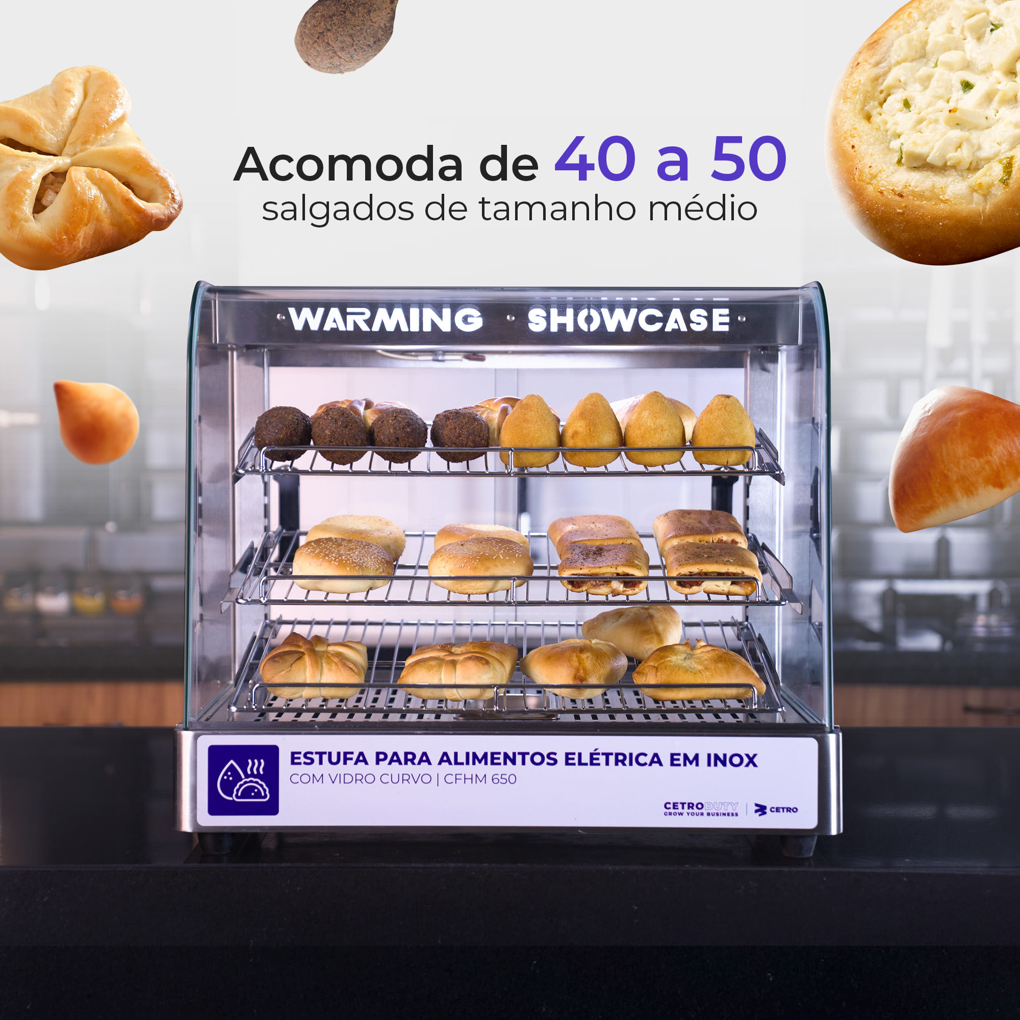 Estufa para Alimentos Elétrica em Inox com Vidro Curvo CFHM 650 - 110V ...