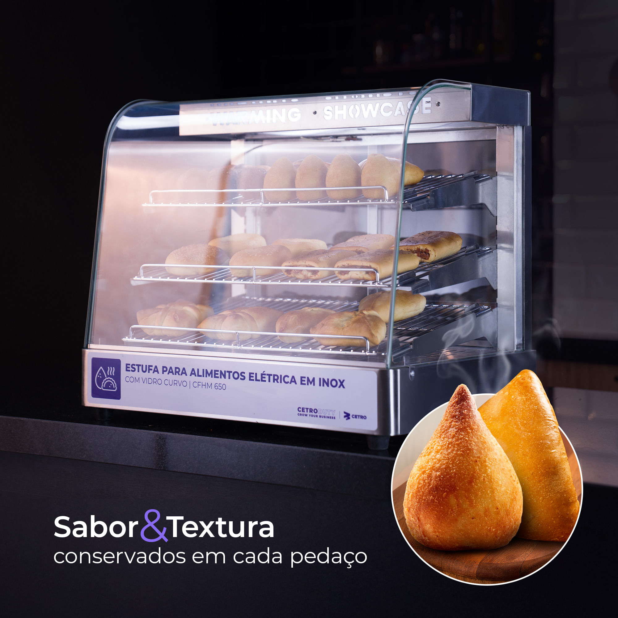 Estufa para Alimentos Elétrica em Inox com Vidro Curvo CFHM 650 - 110V ...